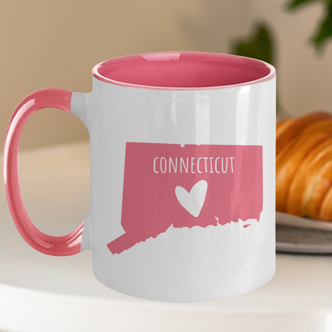 Custom Map Mugs Connecticut, Personalized Graphics Symbols Colors Text ...