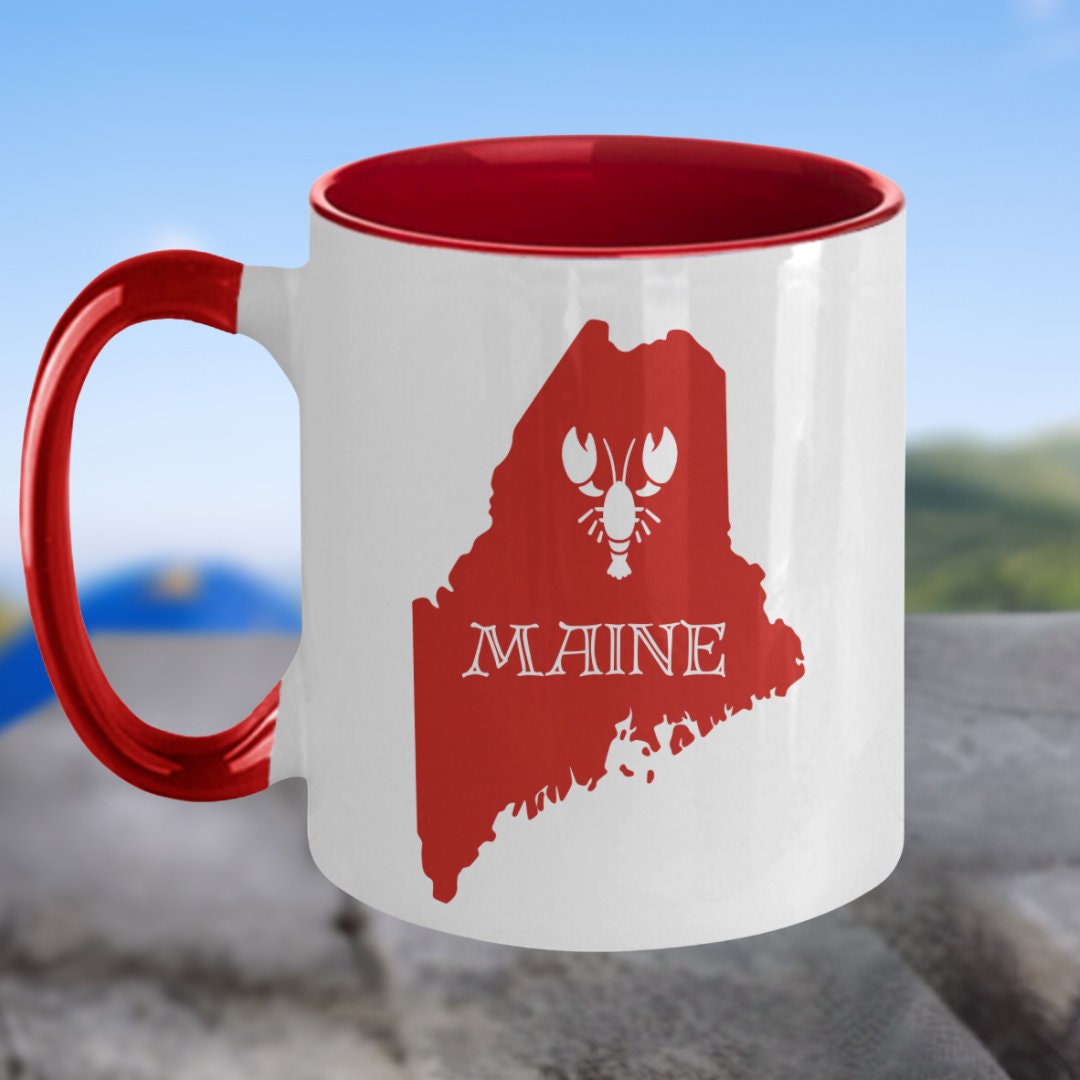 Custom Map Mugs Maine, Personalized Graphics Symbols Colors Text Font ...
