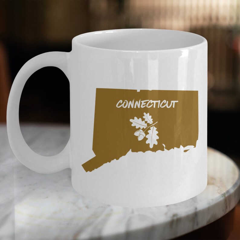 Custom Map Mugs Connecticut, Personalized Graphics Symbols Colors Text ...