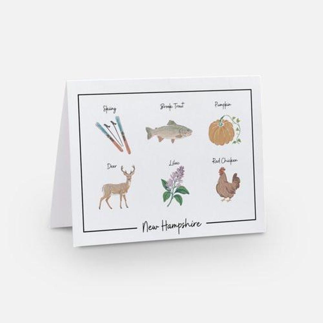 Notecards New Hampshire State Symbols 4pk - Etsy