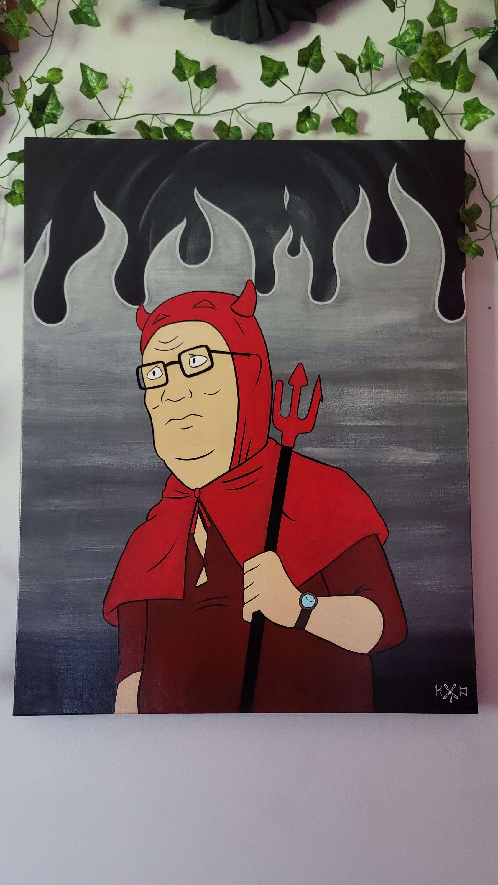 LARGE KOTH Hank Hell Devil Costume Acrylic Painting Ooak Hand Painted ...