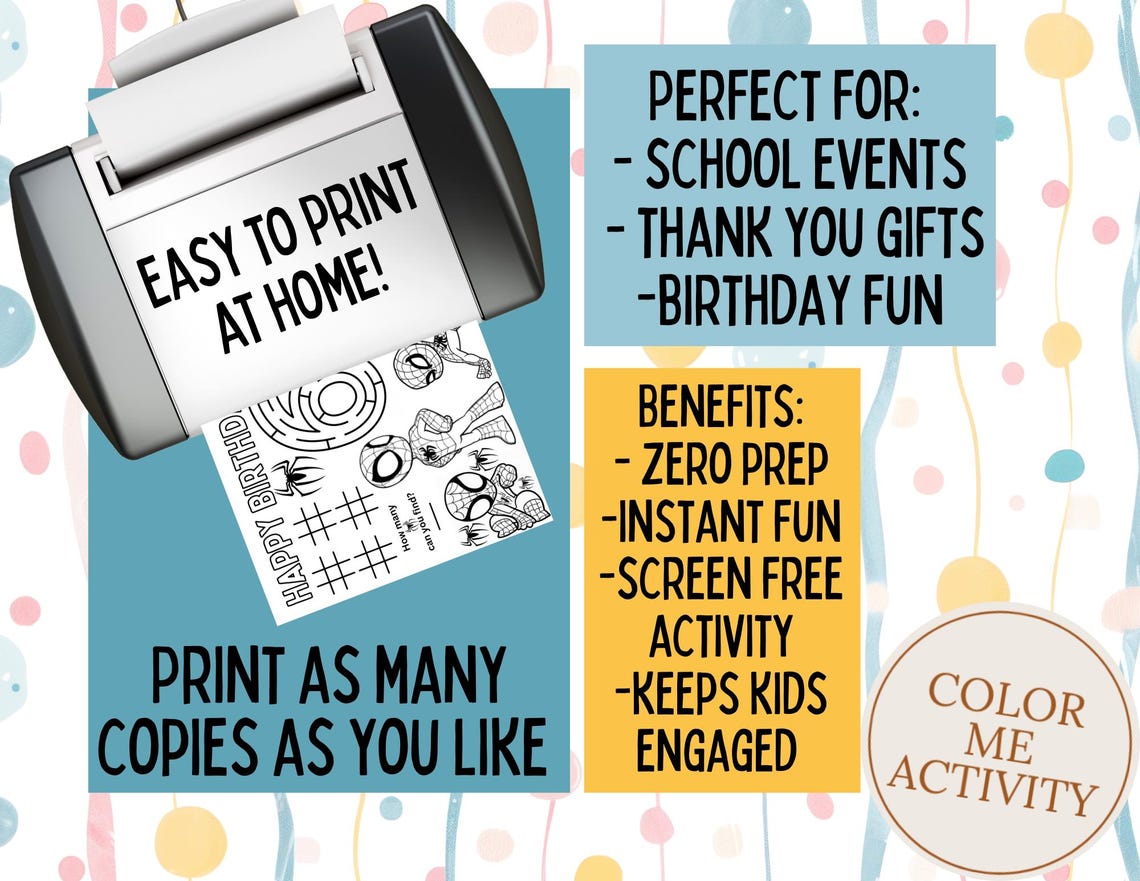 Personalized Spidey Placemat, Spiderman Themed Worksheet, Coloring ...