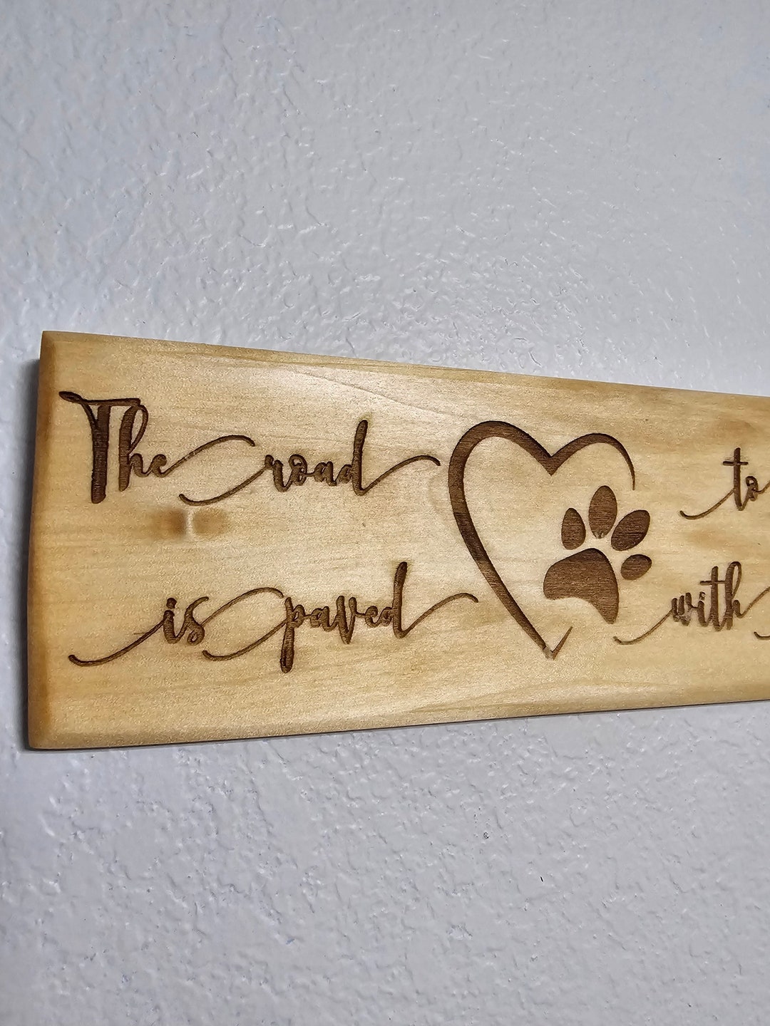 Paw Prints Wood Sign: Golden Pecan Finish, Aspen Decor - Etsy