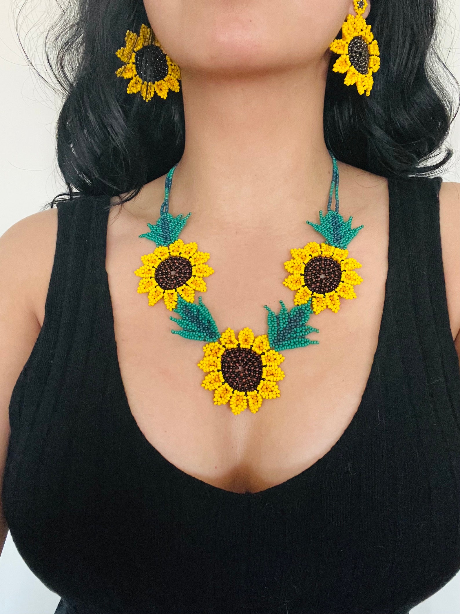 Colombian Embera Chami "sunflower" Beaded Necklace - Etsy