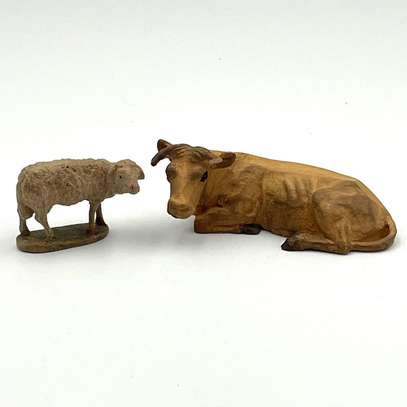 Kuolt Wood Nativity Cow /oxen & Sheep / Lamb – Hand Carved Germany ...