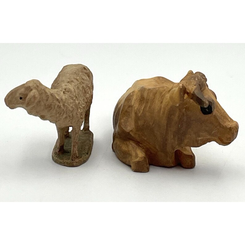 Kuolt Wood Nativity Cow /oxen & Sheep / Lamb – Hand Carved Germany ...