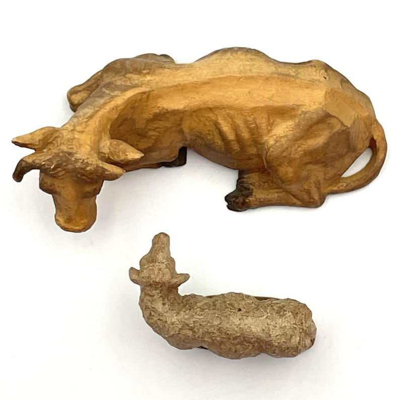 Kuolt Wood Nativity Cow /oxen & Sheep / Lamb – Hand Carved Germany ...