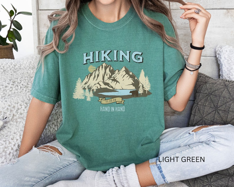 Hiking Adventure Couples T-shirts, Honeymoon Matching Shirts, Mountain ...