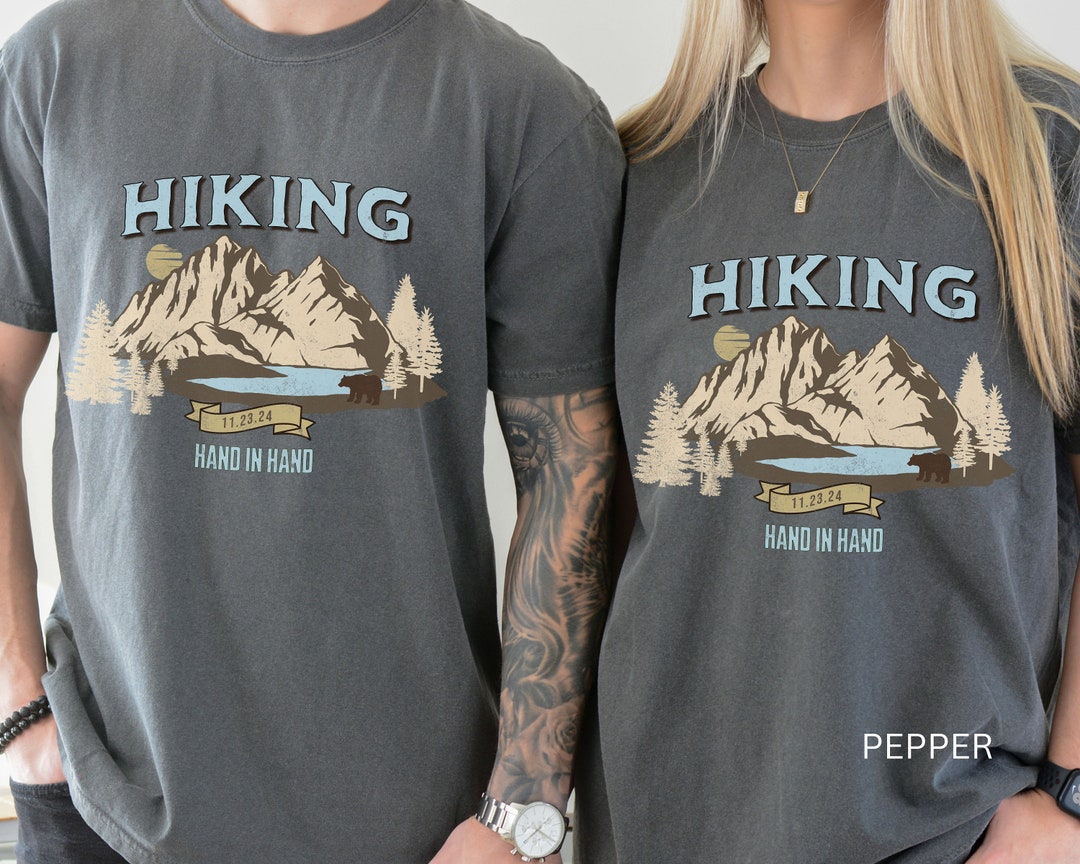 Hiking Adventure Couples T-shirts, Honeymoon Matching Shirts, Mountain ...