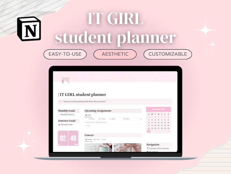 Notion Template Student Planner | IT Girl Aesthetic Notion Template ... Notion Template Student Planner | IT Girl Aesthetic Notion Template ...