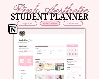 Notion Template Student Planner | IT Girl Aesthetic Notion Template Pink | Digital Academic ...