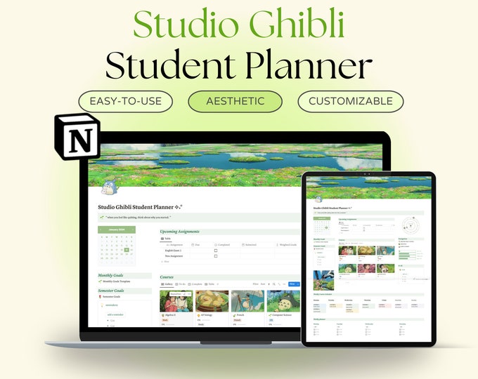 Notion Template Student Planner | IT Girl Aesthetic Notion Template ...