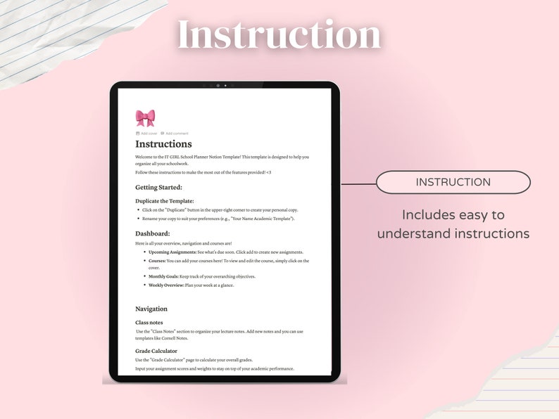 Notion Template Student Planner | IT Girl Aesthetic Notion Template ... Notion Template Student Planner | IT Girl Aesthetic Notion Template ...