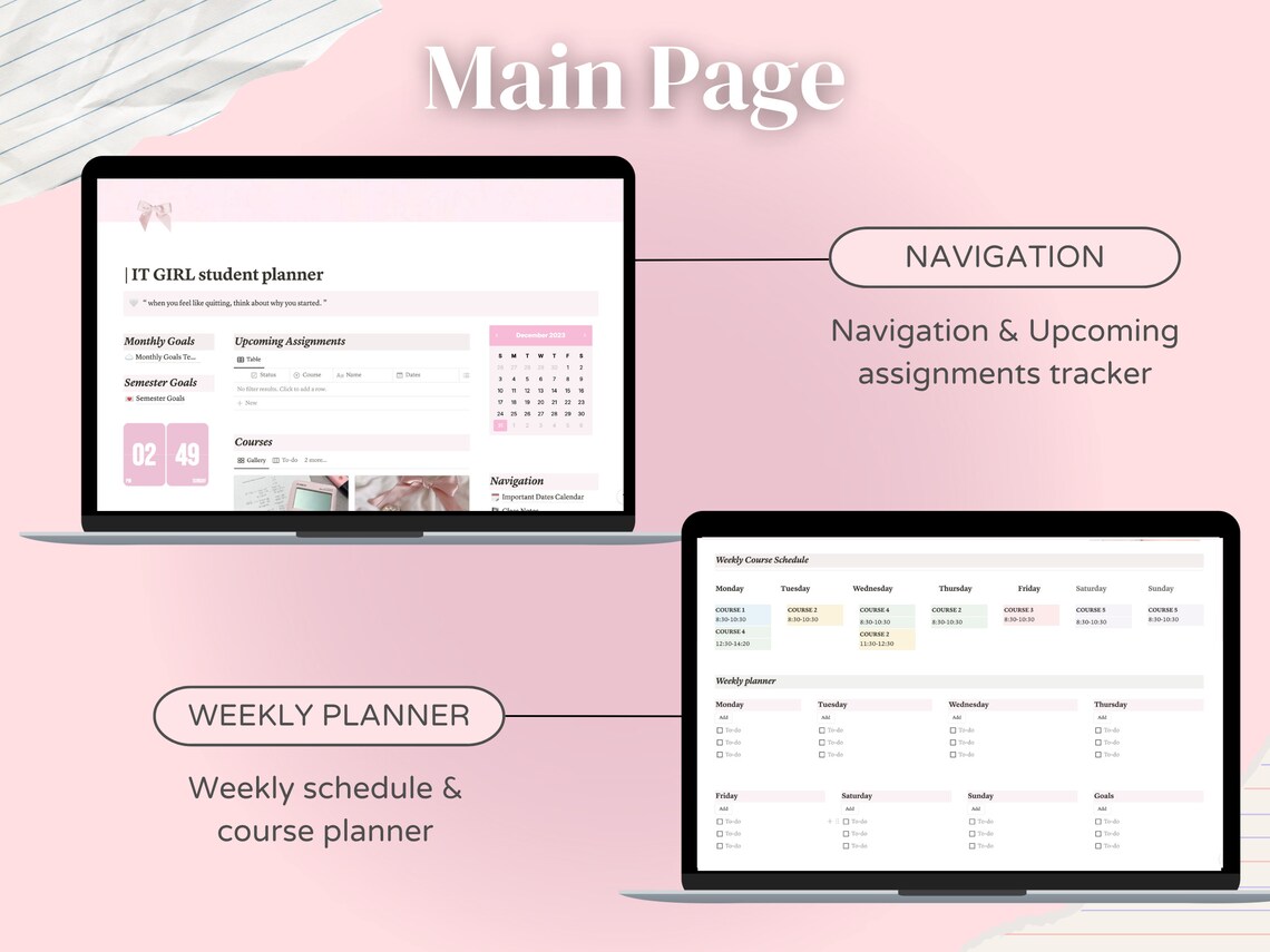 Notion Template Student Planner | IT Girl Aesthetic Notion Template ...