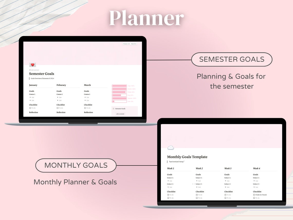 Notion Template Student Planner | IT Girl Aesthetic Notion Template ...