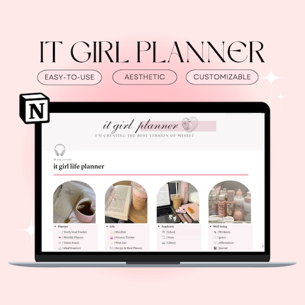 2024 Notion Life Planner | That Girl Aesthetic Notion Template - Etsy