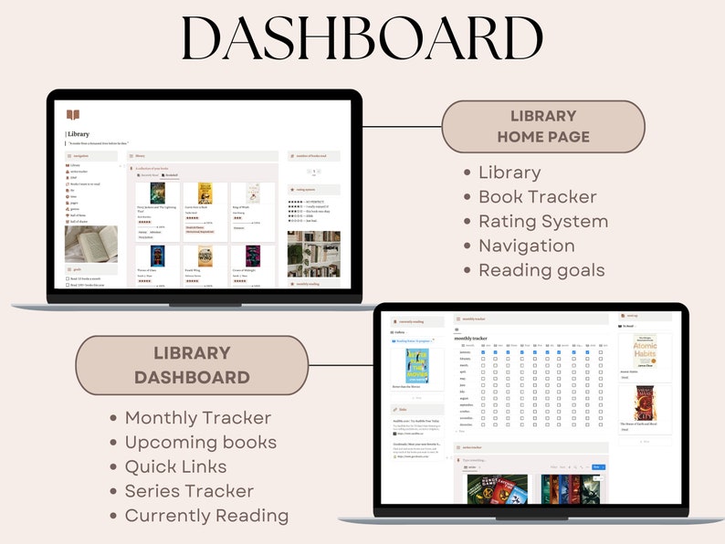 Notion Book Tracker Template | Notion Library | Aesthetic Digital ...