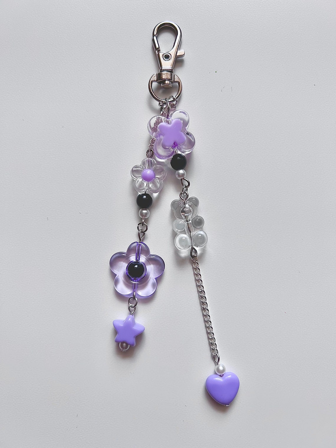 Purple Flower Phone Charm, Cute, Bead, Y2k, Colorful Accessory, Journal ...