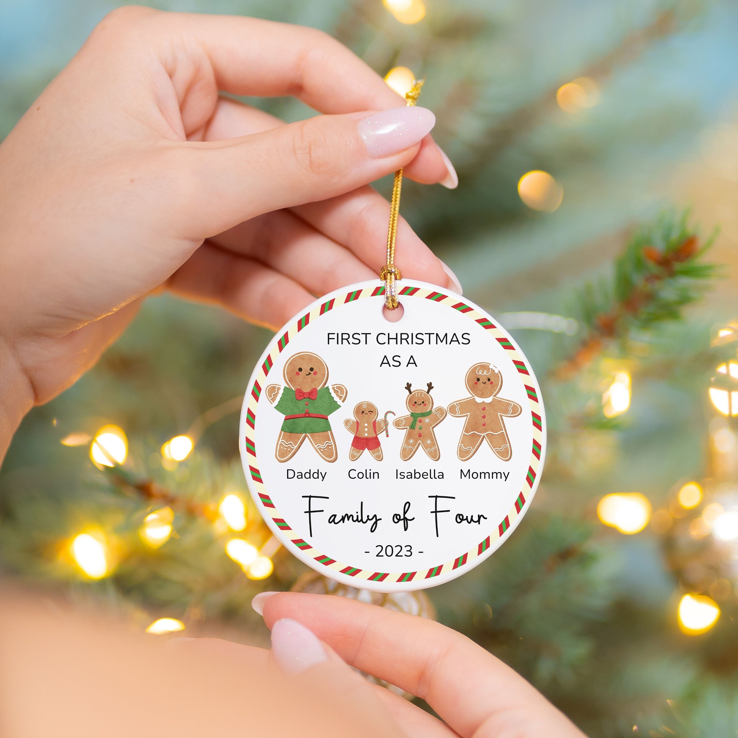 Personalized Gingerbread Family of Four Ornament Family of 4 ...