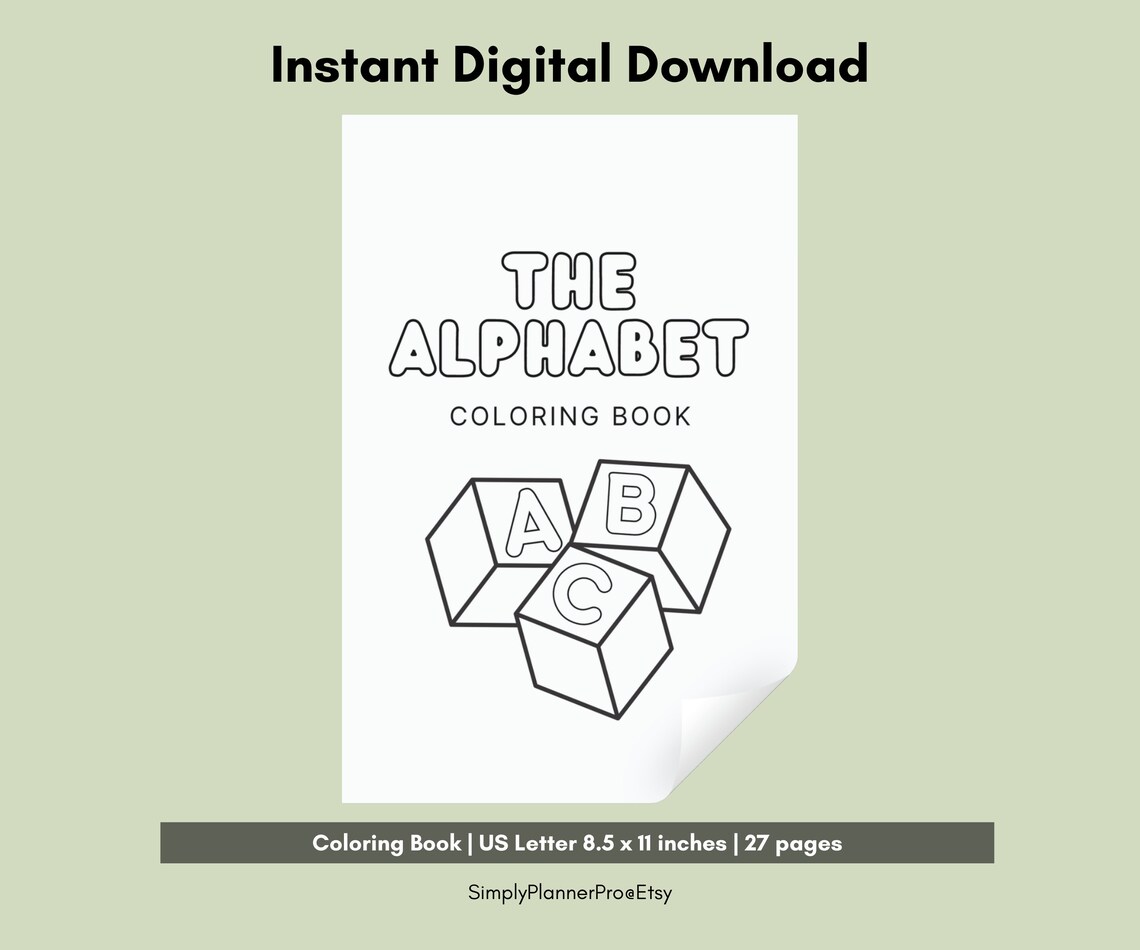 Alphabet Coloring Book, Printable for Kids, Coloring Pages, Preschool ...