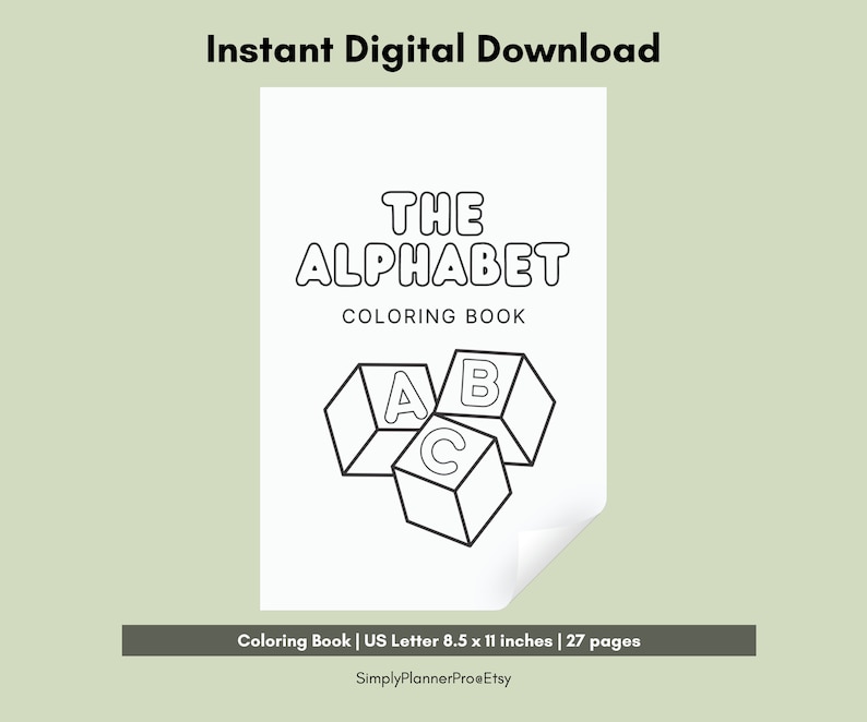 Alphabet Coloring Book, Printable for Kids, Coloring Pages, Preschool ...