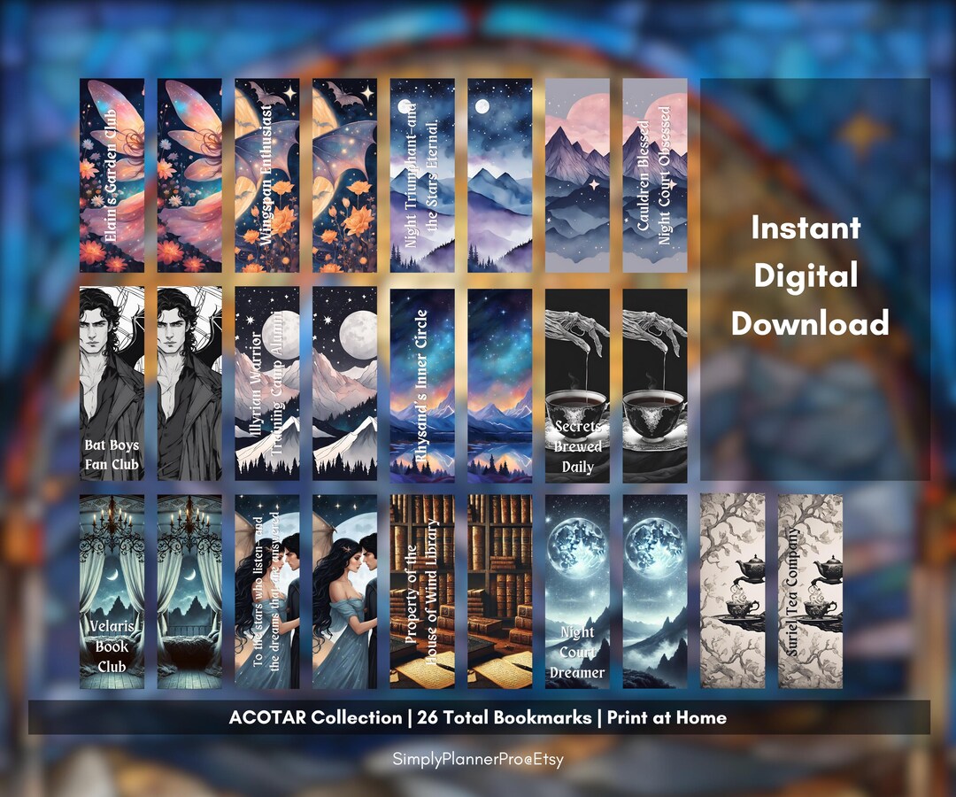 26 ACOTAR Bookmarks Set | Fantasy Bookish Gifts | A Court of Thorns and ...