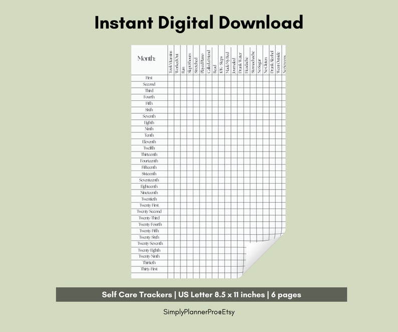 Printable Habit Tracker, Goal Planner, Daily, Weekly, Monthly (PDF) - Etsy