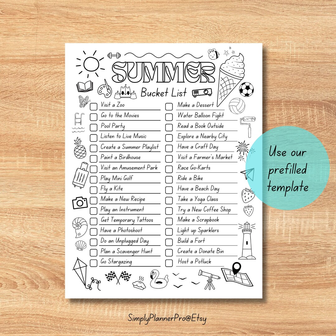 Summer to Do List, Summer Bucket List, Printable Summer Activities ...