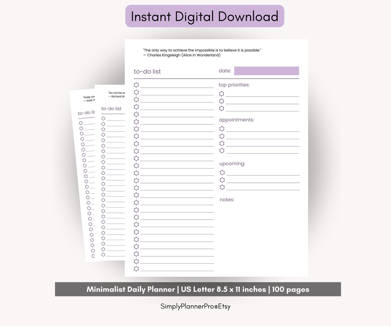 Daily Planner Printable, Printable Daily Planner, Daily Planner PDF ...