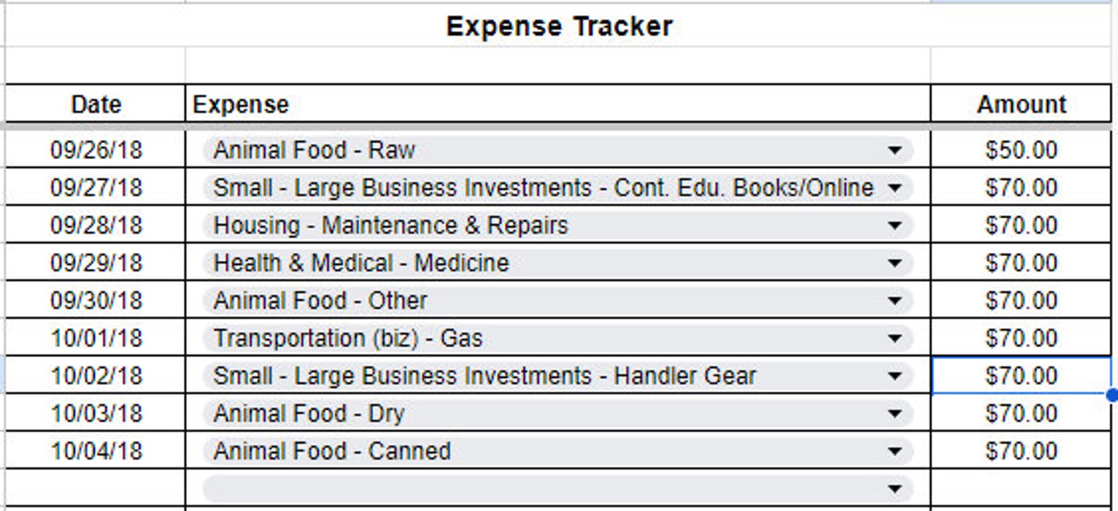 Income Expense Tracker for Dog Training Business - Custom Made ...