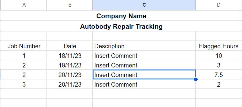 Autobody Repair Tracking - Google Sheets Spreadsheets - Etsy