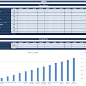 Expense, Mileage & Time Tracker - Spreadsheet - Annual Summary - Self ...