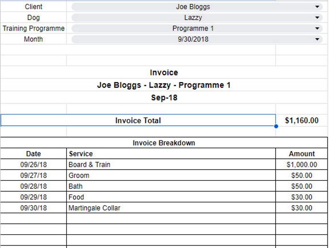 Income Expense Tracker for Dog Training Business - Custom Made ...