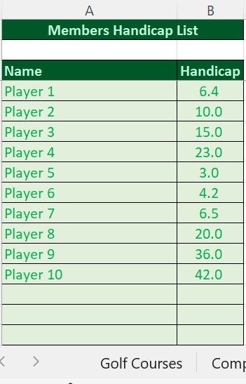 Golf Society Spreadsheet - Etsy