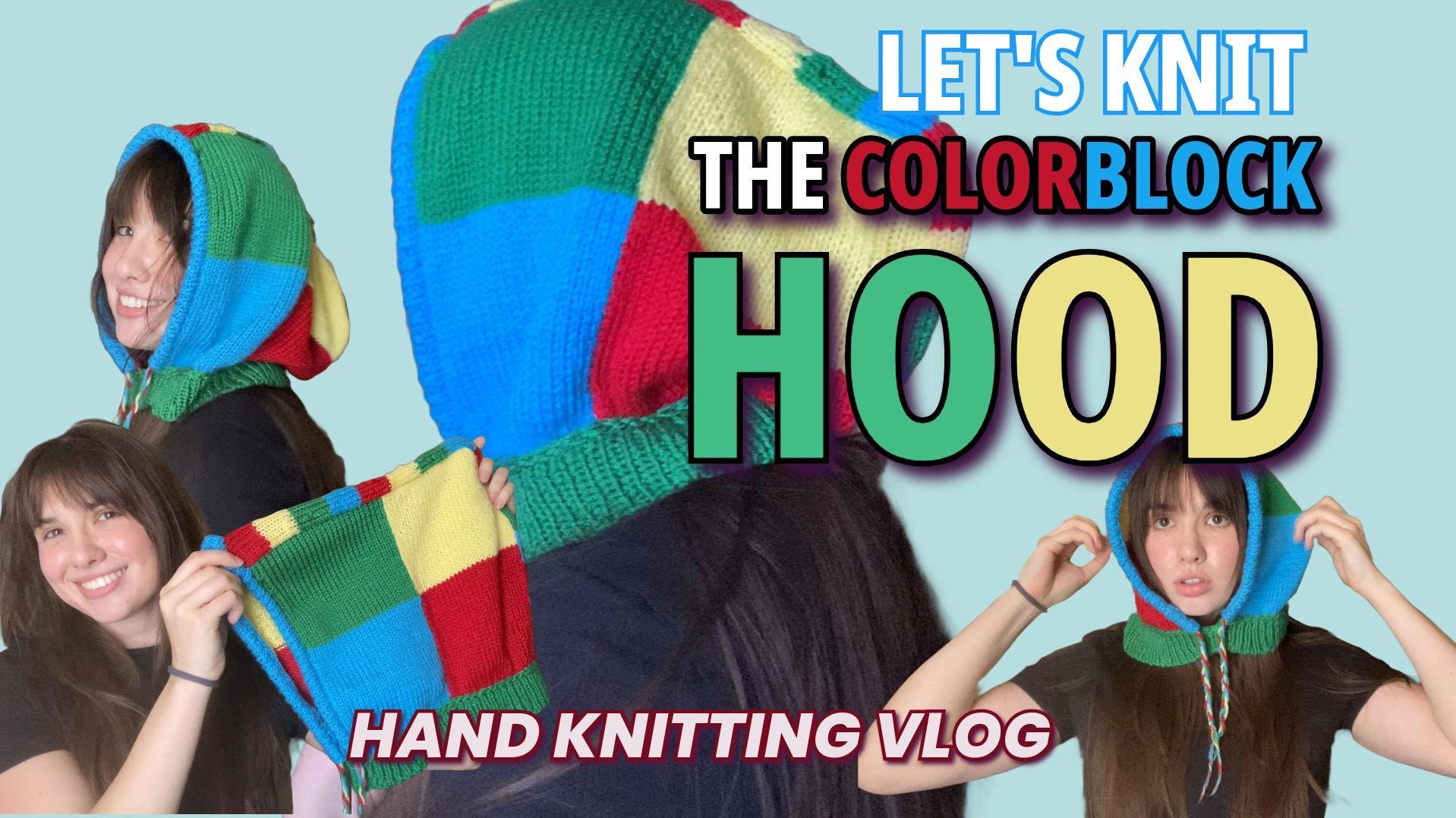 Colorblock Hood Knitting Pattern Hand Knitting Youtube Tutorial Scrap ...