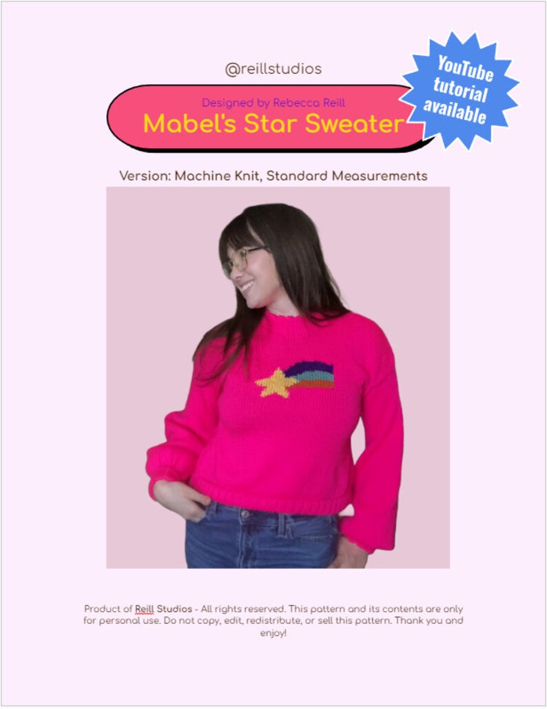 Mable's Star Sweater Machine Knitting Pattern: Gravity Falls Inspired ...
