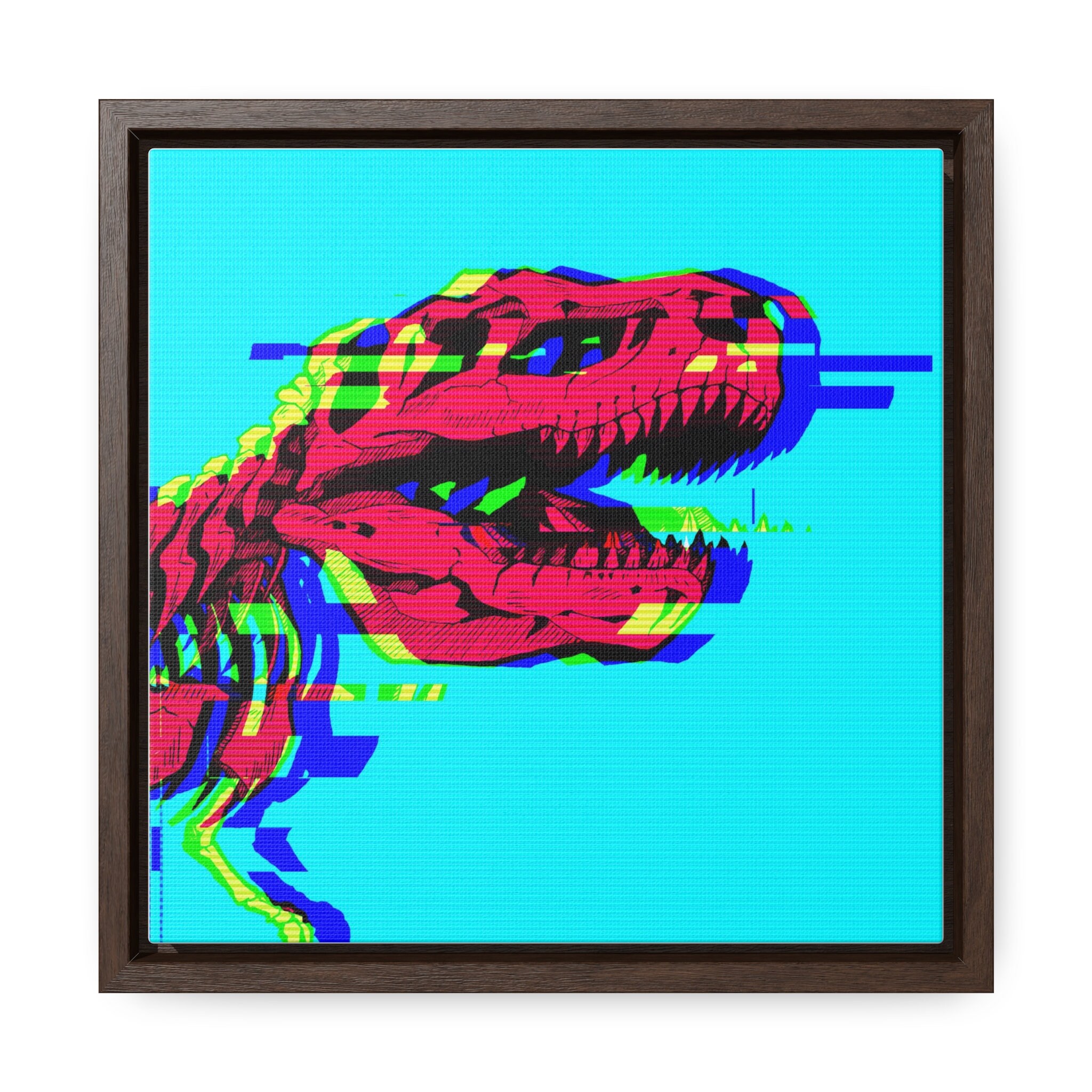 Dino Skull: Neon T-rex Glitch Gallery Canvas Wrap - Etsy