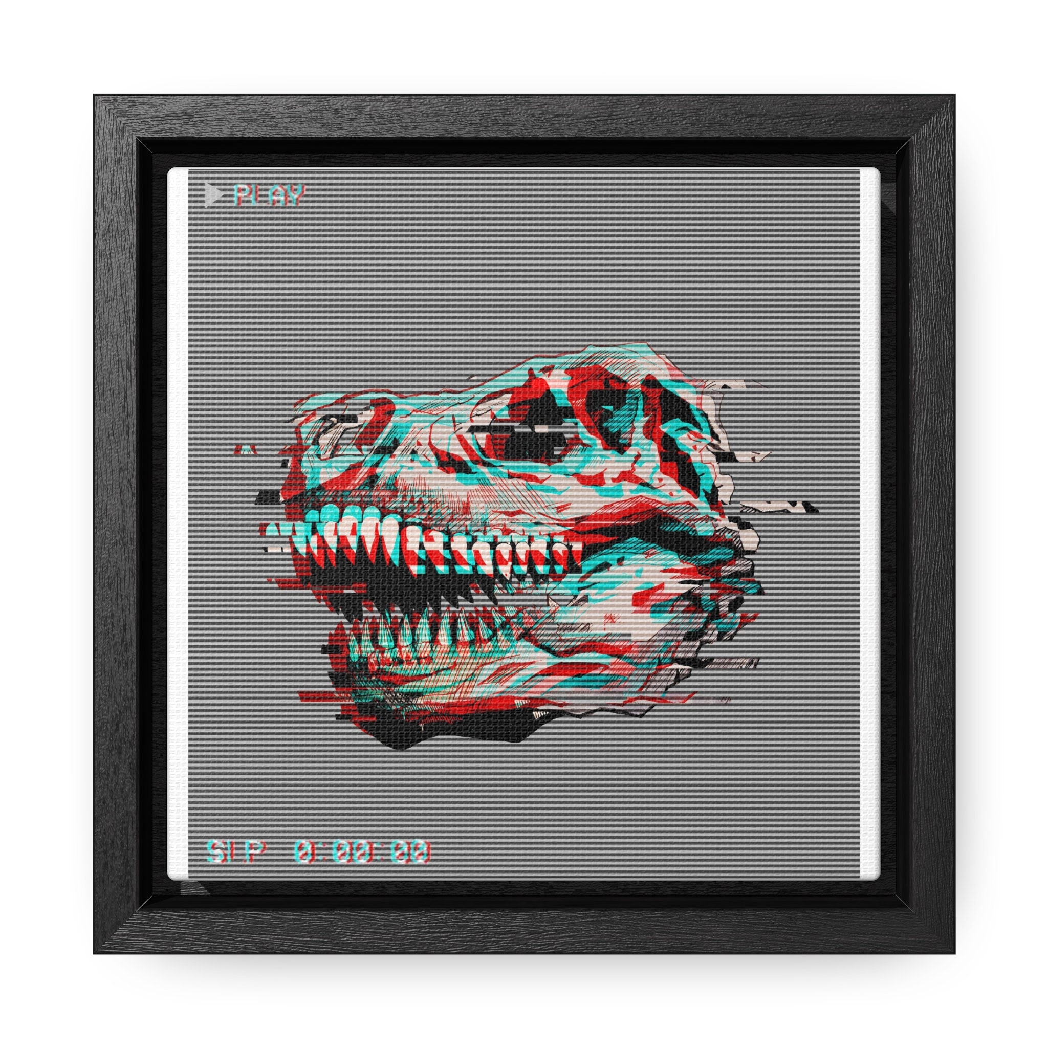 Dino Skull: VHS Glitch Gallery Canvas Wrap - Etsy
