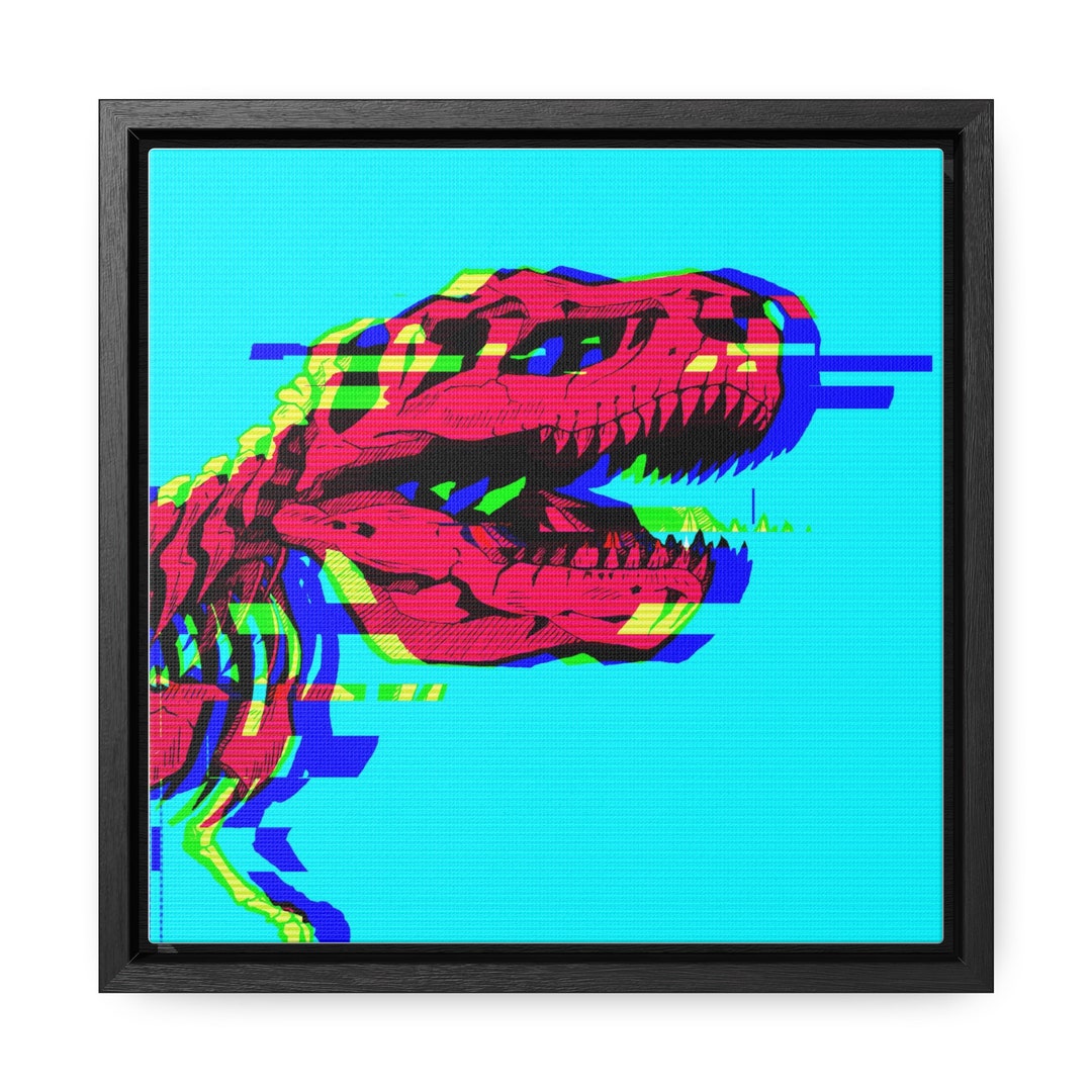 Dino Skull: Neon T-rex Glitch Gallery Canvas Wrap - Etsy