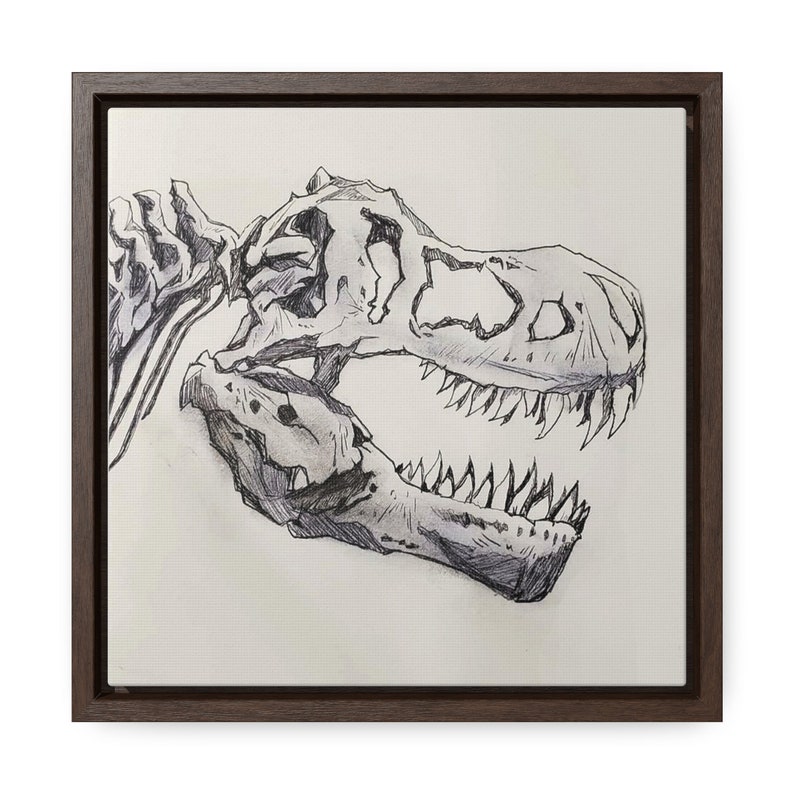T-rex Skull Side Profile: Premium Canvas Wrap, Square Frame - Etsy