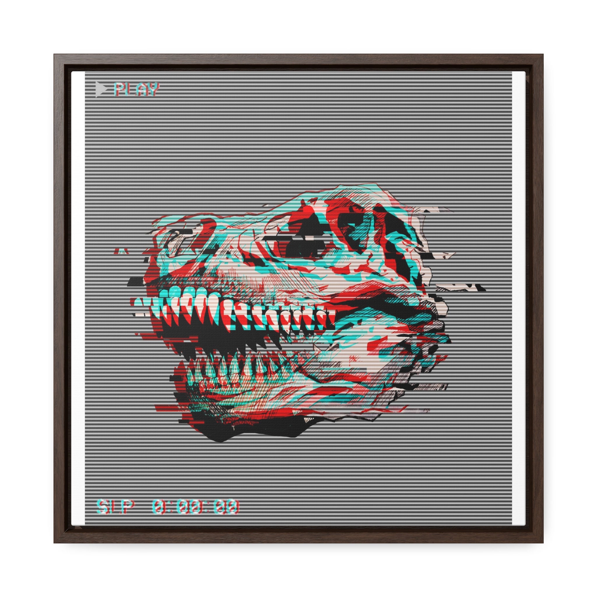 Dino Skull: VHS Glitch Gallery Canvas Wrap - Etsy