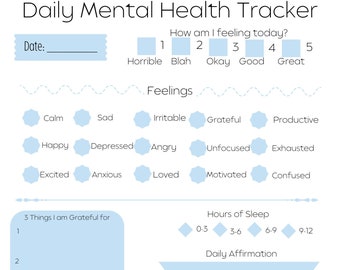 Daily Mental Health Tracker Lavender, Mental Health Check In, Mental ...