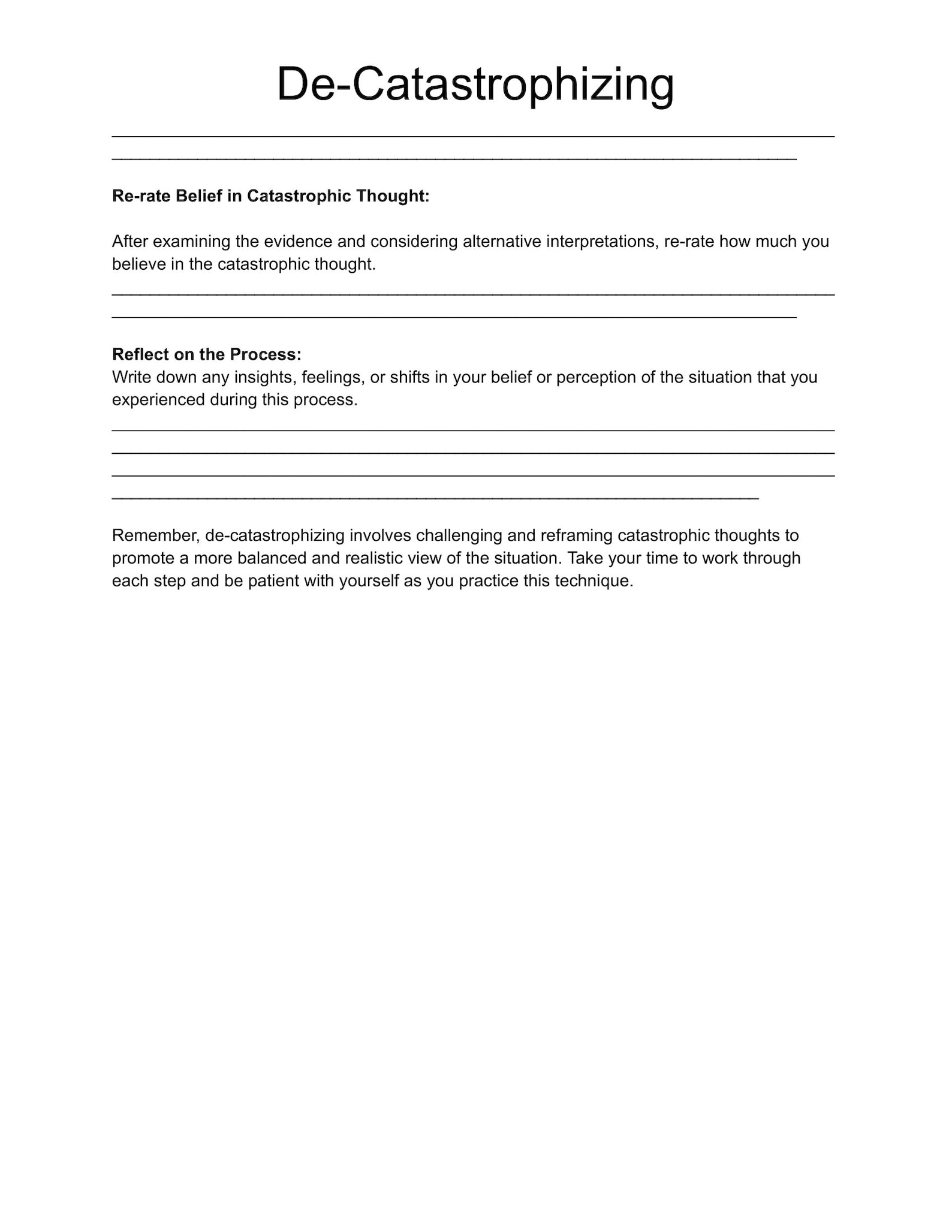 De-catastrophizing Worksheet, Mental Health Worksheet, Counseling Tool, Therapy Tool - Etsy