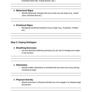 Anger Management Plan, Therapist Tool, Anger Management Tool, Anger ...