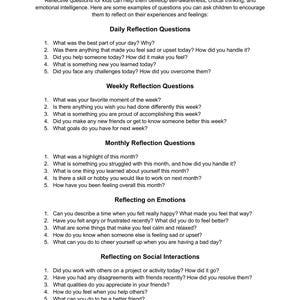 Reflection Questions for Kids, Therapy Questions, Counseling and Social ...