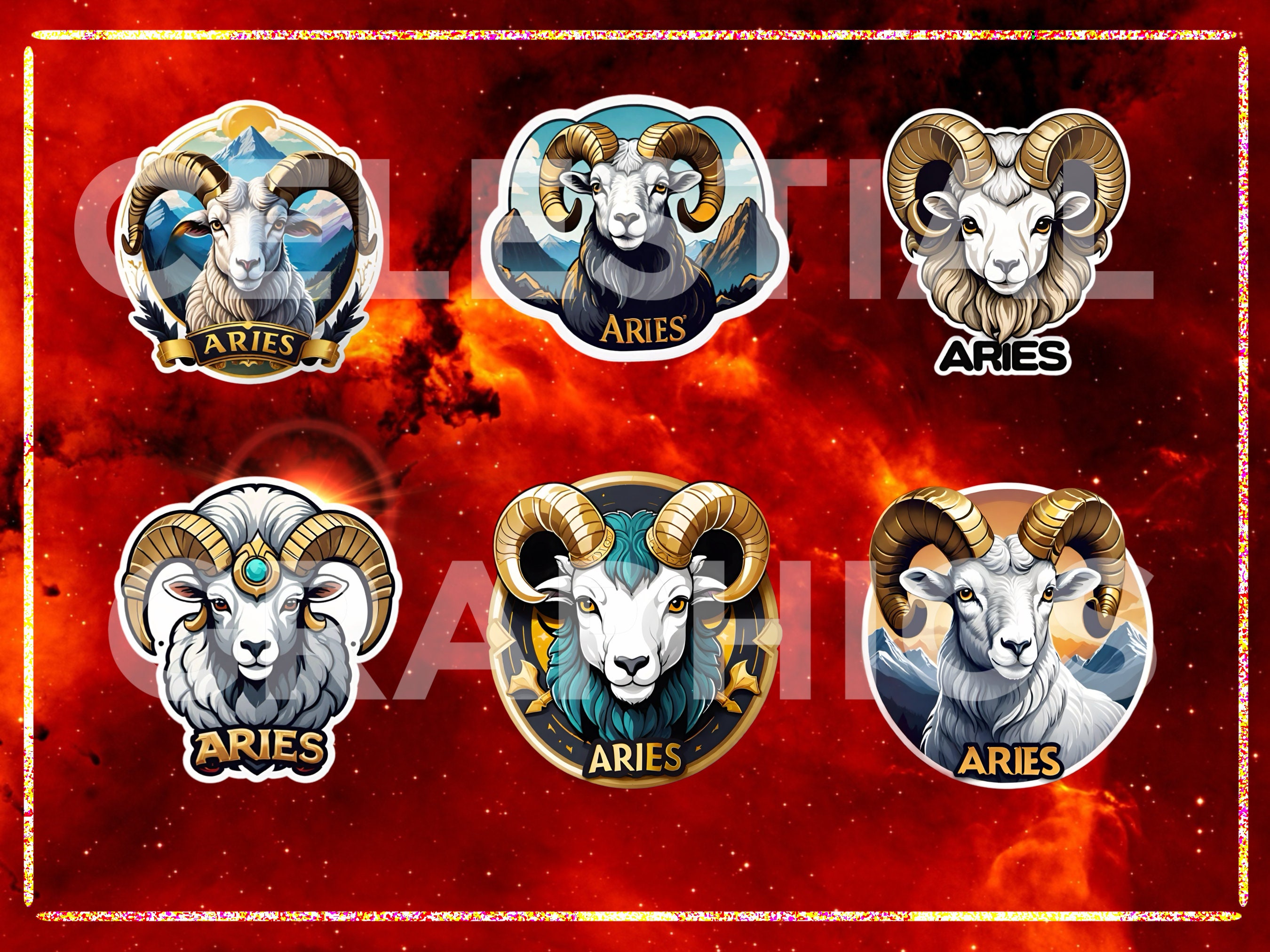 ARIES PNG STICKERS Transparent Background Printable Stickers Digital ...