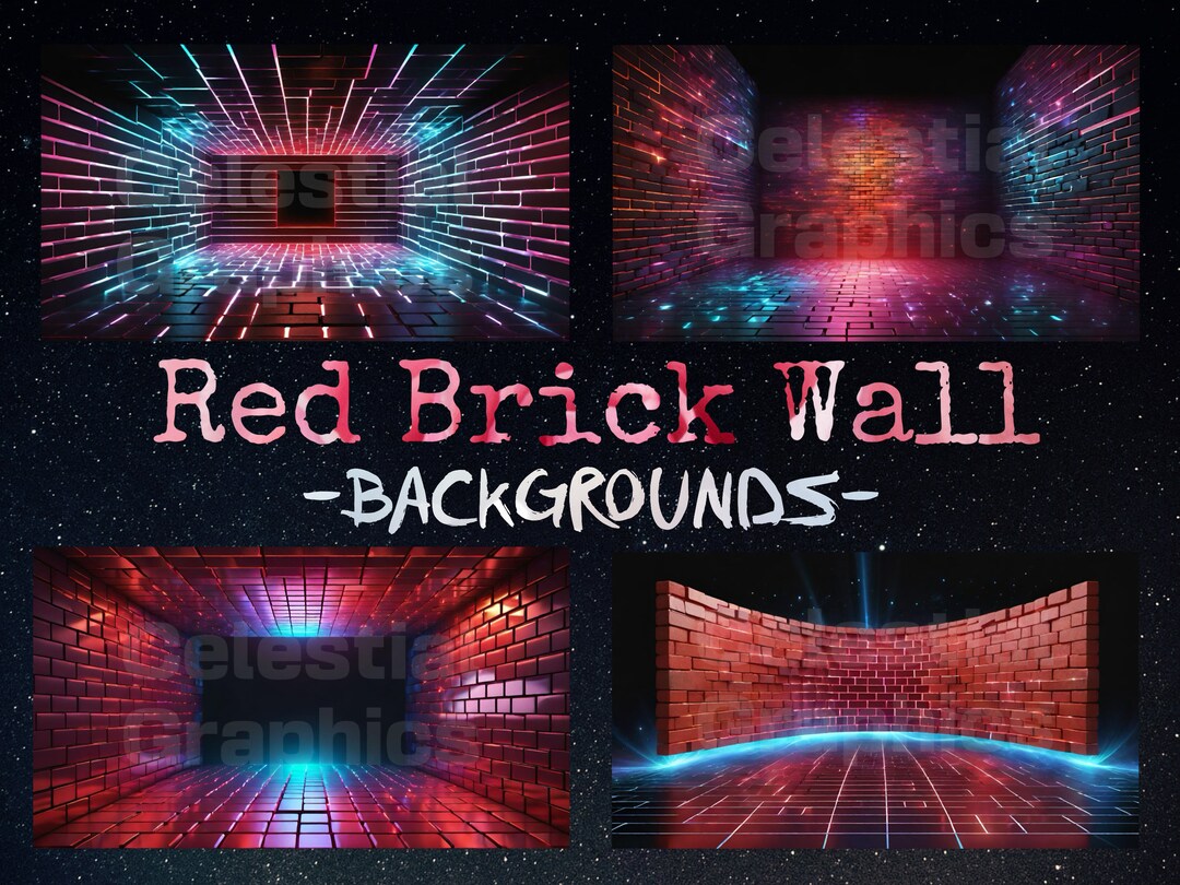 Cosmic Red Brick Wall Backgrounds Digital Art Instant Download Youtube ...