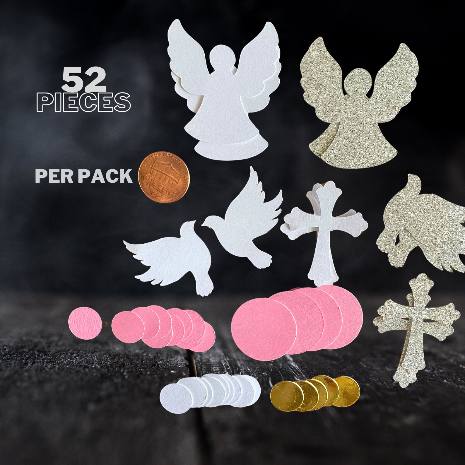 Baptism Confetti Set | Christening | Doves, Angels, Cross | 52 Pieces ...