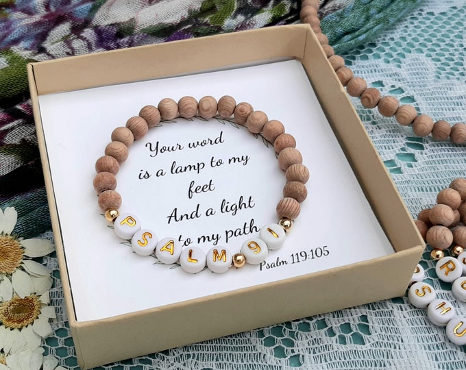 Bible Verse Bracelets, Psalm 91, Custom Scripture Beaded Bracelet - Etsy
