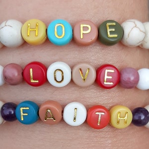 Faith Hope and Love Christian Bracelet - Bible Verse Letter Bead ...